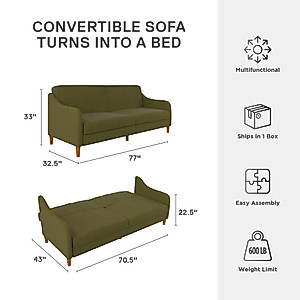 DHP Jasper Coil Futon, Green Linen, Twin