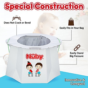 Nuby Disposable Travel Potty with Liner - Foldable and Portable Potty; Toddler Potty Essential for Camp, Trips, & Car Rides - Travel Potty for Toddler, 1 Pack
