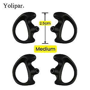 Yolipar Replacement Soft Silicone Eardud Earmold for Walkie Talkie Audio kit Air Acoustic Tube Earpiece Headset (Black, Medium(2 Pairs))