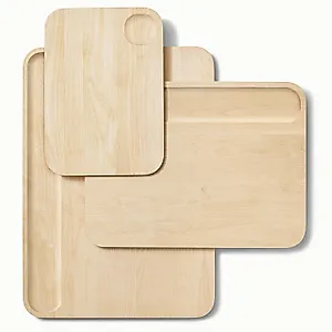 Caraway 4-Piece Double Sided Wood Cutting Board Set - Made From FSC-Certified Birch Wood - Mineral Oil & Wax Finish - 3 Sizes - Small, Medium, & Large - Storage Organizers Included