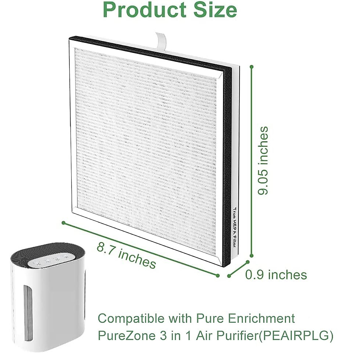 JASENG For Purezone Air Purifier Replacement Filter Compatible with Pure Enrichment PureZone 3-in-1 Air Purifier(PEAIRPLG) PEAIRFIL, 3-in-1 H13 True HEPA Filter