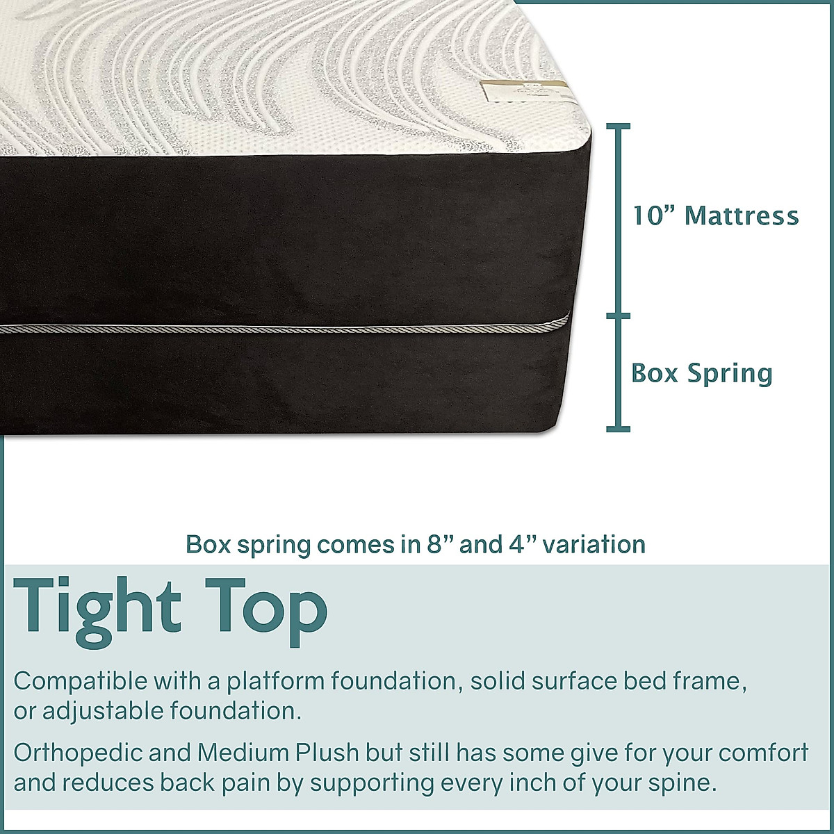 Treaton 10" Plush Memory Foam Mattress with 4-Inch Box Spring, Gel Bed Mattresses for Ultimate Comfort, Help Maintain Sleeping Position and Posture, Complete Body Support at Every Side, Full XL