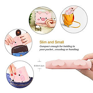 CONISY Cute Wallets for Women, Leather RFID Blocking Small Trifold Wallet with ID Window for Girls and Ladies Womens Wallet -Pig (Pink)