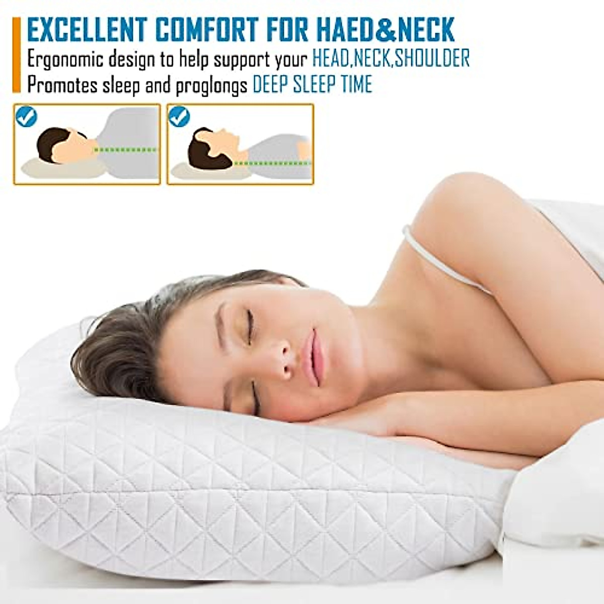 Shredded Memory Foam, Sleeping,Bed Pillows Queen Size Set of 2 Pack Cooling Adjustable,Good for Side and Back Sleeper with Washable Removable Bamboo Cover