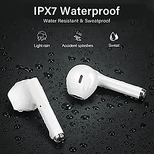 Wireless Earbuds Bluetooth 5.1 Headphones 30H Playtime in-Ear Hi-Fi Stereo Sound Noise Cancellation Mic IPX7 Waterproof Headset for iPhone/Samsung/Android/PC Black