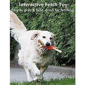 SCHITEC Dog Chew Toy for Aggressive Chewers, Tough Big Nylon & Rubber Teething Stick with Real Bacon Maple Wood Flavor for Large Medium Breed