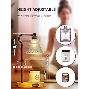 Inspireyes Candle Warmer Lamp, Electric Candle Warmer with Timer Dimmer, Height Adjustable Wax Melter Warmer for Jar Candles Scented Wax, House Warming Gifts New Home Decor, Gift for Mom, Flameless