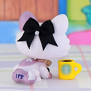 RIYES LPS Crouching Cat #1628 Animal Figures Collectible lps Toy with lps Accessories Rare Old LPS Pets Mini Pet Shop for Kids Xmas Gift (LPS Crouching Cat 1628)