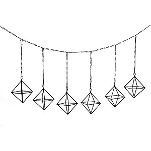 libproqia Small Air Plants Holders Black Hanging Airplants Hangers Iron Wire Airferns Display Frame Geometric Tillandsia Air Planter with Chains for Wall Mounted Himmeli Decor 6pcs(No Plants)