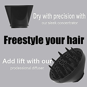 Orlif 1875W Hair Dryer，Ionic Fast Dry Noiseless Hair Blow Dryer with AC Motor，Professional Salon Hair Dryers with Diffuser，Concentrator，2 Speed and 3 Heat Settings，Cool Shot Button，Gray