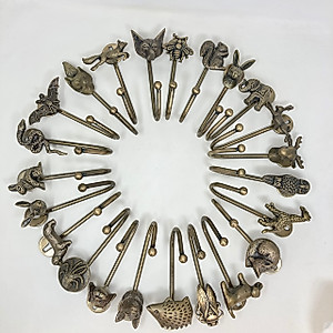 Knobs By Blossom Vintage Antique Brass Iron Wall Hooks Tie Backs Bronze Handmade Metal Animal Hook (16. Squirrel), TFVSAH