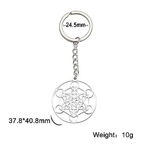 Angel Seal Archangel Metatron Keychain Holder Stainless Steel Geometric Solomon Keyring Amulet Car Key Chains Gift 2022 (Color: Style A)