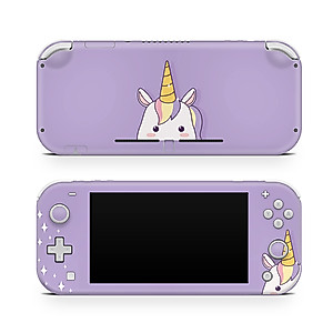 TACKY DESIGN Unicorn Skin Compatible with Nintendo Switch lite Skin, Kawaii Cute Purple Color Compatible with Switch lite Skin Vinyl 3m Stickers Full wrap Cover