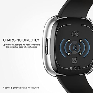 Witzon Compatible with Clear Fitbit Versa 4 Screen Protector/Sense 2 Case Covers, Shorb-Absorbing Soft TPU Replacement Screen Cover, Ultra Thin Bumper Smartwatch Versa 4 Protective Case Women Men
