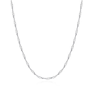 Waitsoul 925 Sterling Silver Singapore Chain Lobster Clasp 2mm Necklace for Women Silver Chain for Women Silver Necklace Chain 16 Inches Gifts for Her