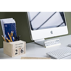 brightmaison BGT Dexo Desk Organizer, Pen Holder & Desk Calendar, DIY Projects Unfinished Wood, Natural
