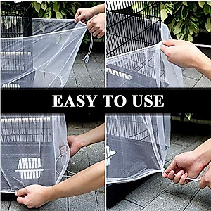 JUTTA Bird Cage Seed Catcher Parrot Cage Mesh Skirt Universal Birdcage Cover Birdseed Nylon Net Guard extra large (Not Include Birdcage) (White)