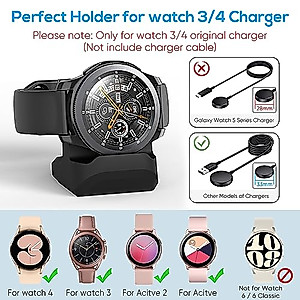 Silicone Stand for Samsung Galaxy Watch 4/Galaxy Watch 4 Classic/Galaxy Watch 3/Galaxy Active 2/Galaxy Watch Active, Non-Slip Charger Bracket Accessories Holder with Cable Management Slot- Black