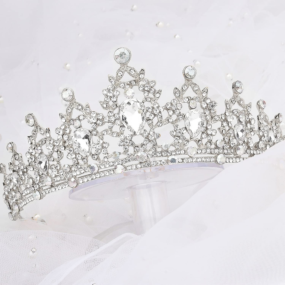 COCIDE Silver Tiaras and Crowns for Women Crystal Headband for Girl Clear Rhinestone Hair Accessories for Bride Wedding Bridal Prom Birthday Party Queen Princess Decorations Halloween Costume Cosplay
