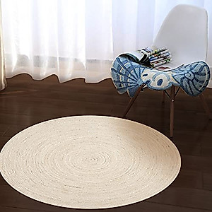 Ramanta Home Jute Braided Rug 48x48in Rectangular Natural Jute Rug. Uses- Bedroom Doorway Reversible, Indoor Entryway Rug, Primitive, Kitchen Rug, Rustic, Country, Farmhouse Décor