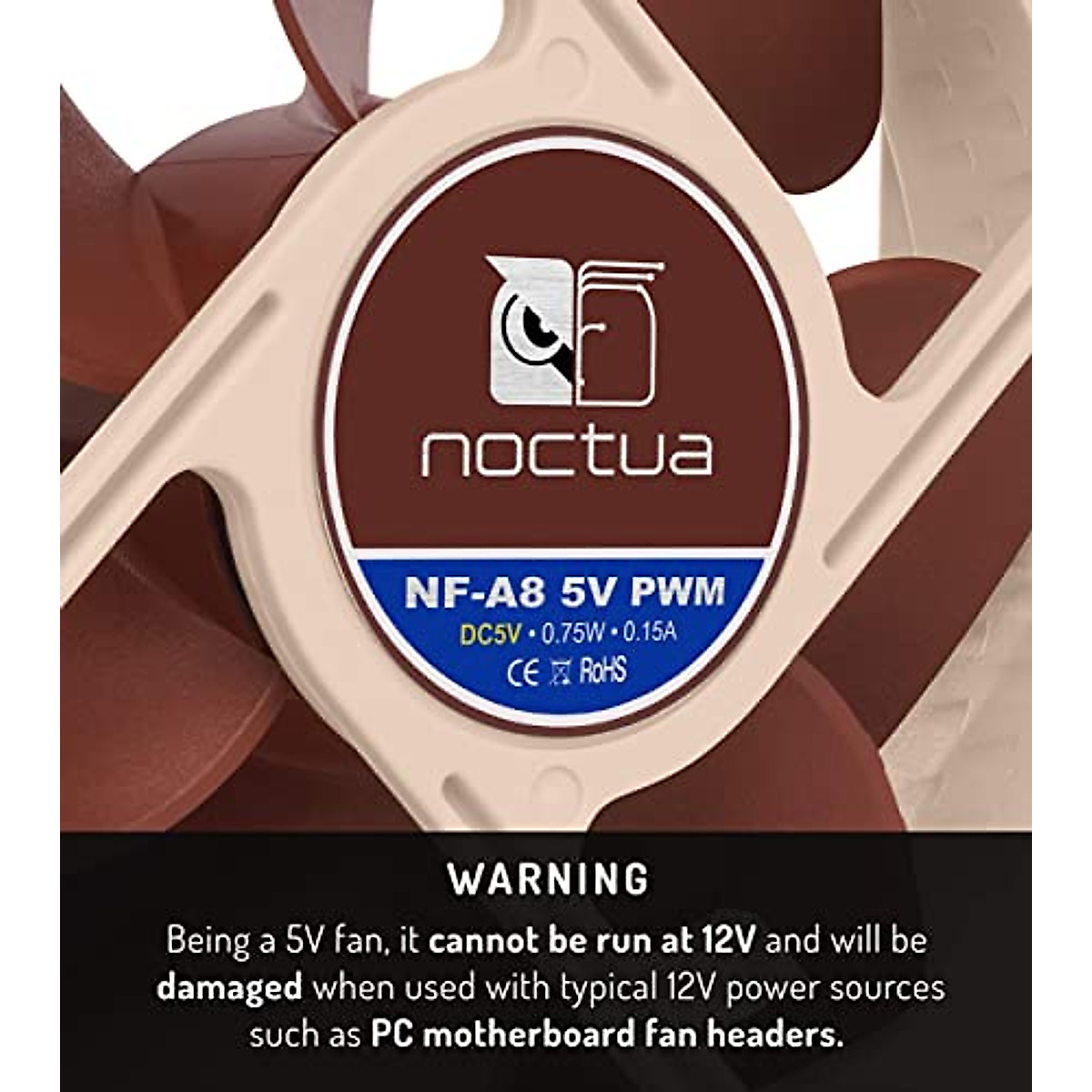 Noctua NF-A8 5V PWM, Premium Quiet Fan with USB Power Adaptor Cable, 4-Pin, 5V Version (80mm, Brown)