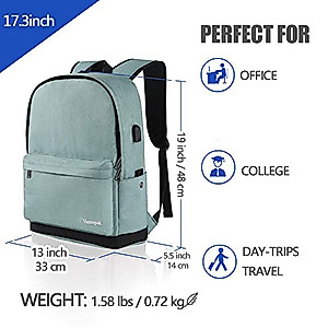 Vancropak Water Resistant Backpack for College 17inch Laptop Compartment,College Back Pack with USB Charging Port,Rucksack Canvas Backpack for Women Storage Notebook Travel Hiking Daypack,Cyan