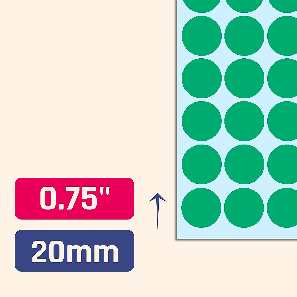 2000 Pack, 3/4" Round Dot Stickers Circle Labels - Green