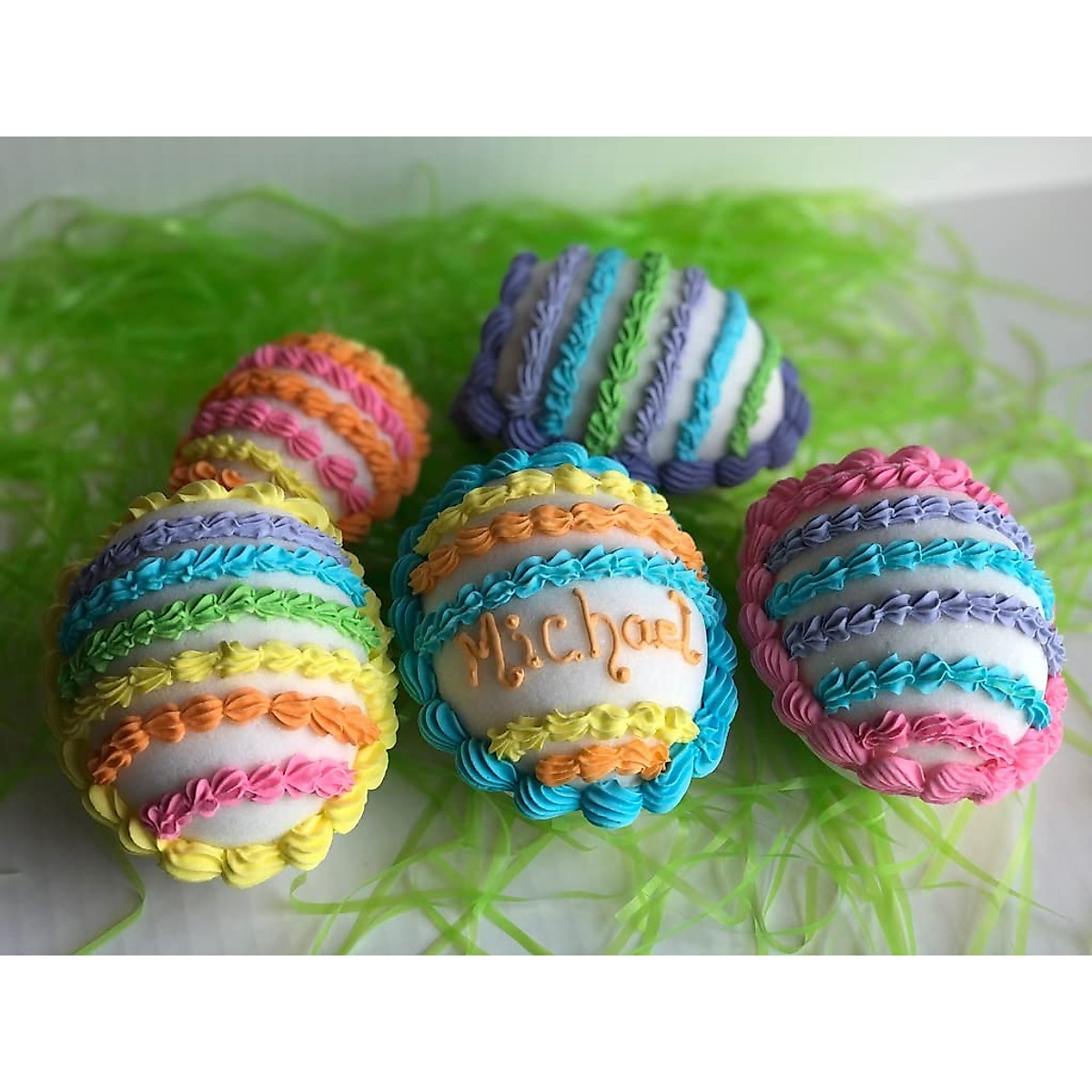 Striped Panoramic Sugar Egg, single; perfect for Easter baskets, gifts for children, centerpiece