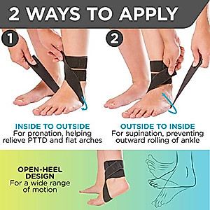Plantar Fasciitis Day Ankle Brace | Daytime Splint with Heel Strap That Fits in Shoe for Peroneal Tendonitis Support, Foot Arch Pain Relief, PTTD, Achilles Tendonitis, and Sprains (Universal)