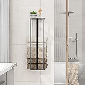 Susswiff Towel Racks for Bathroom, Towel Storage Wall Mounted, Rolled or Folded Towel Holder with 3 Bars, Sturdy and Large Capacity, Matte Black, Suitable for Bathe Towels and Hand Towels