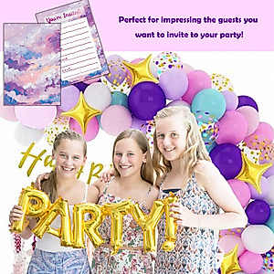 Raykeeplus Birthday Invitations Birthday Invitations Girl (20 Cards with 20 Envelopes) -Birthday Party Invitations for Girls, Kids, Adults, Party Supplies 6.3 Inches X 4.3 Inches-Watercolor