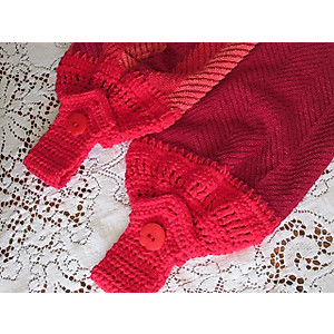 Set of 2 Red Doubled Chevron Design Hanging Kitchen Towels with Red Cotton Crochet Top - Best Quality