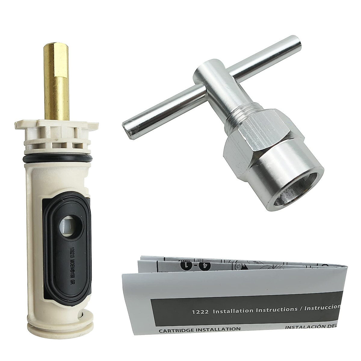 1222 Replacement Cartridge and Puller, Faucet Shower Valve Cartridge and Removal Tool Pack for One-handle Posi Temp Faucet Cartridge, Bathtub Cartridge Replacement Plastic and Brass Faucet Repair Tool