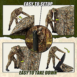TIDEWE Hunting Blind See Through 3-in-1 with Carrying Bag, 4-6 Person Pop Up Ground Blinds 270 Degree, Portable Removable Hunting Tent for Deer & Turkey Hunting (Camouflage)