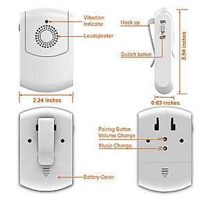 Caregiver Pager Wireless Call Button System Personal Alert Panic Button for Home Elderly Nurses Calling System with Pager and Emergency Button (1Receiver+1Button)