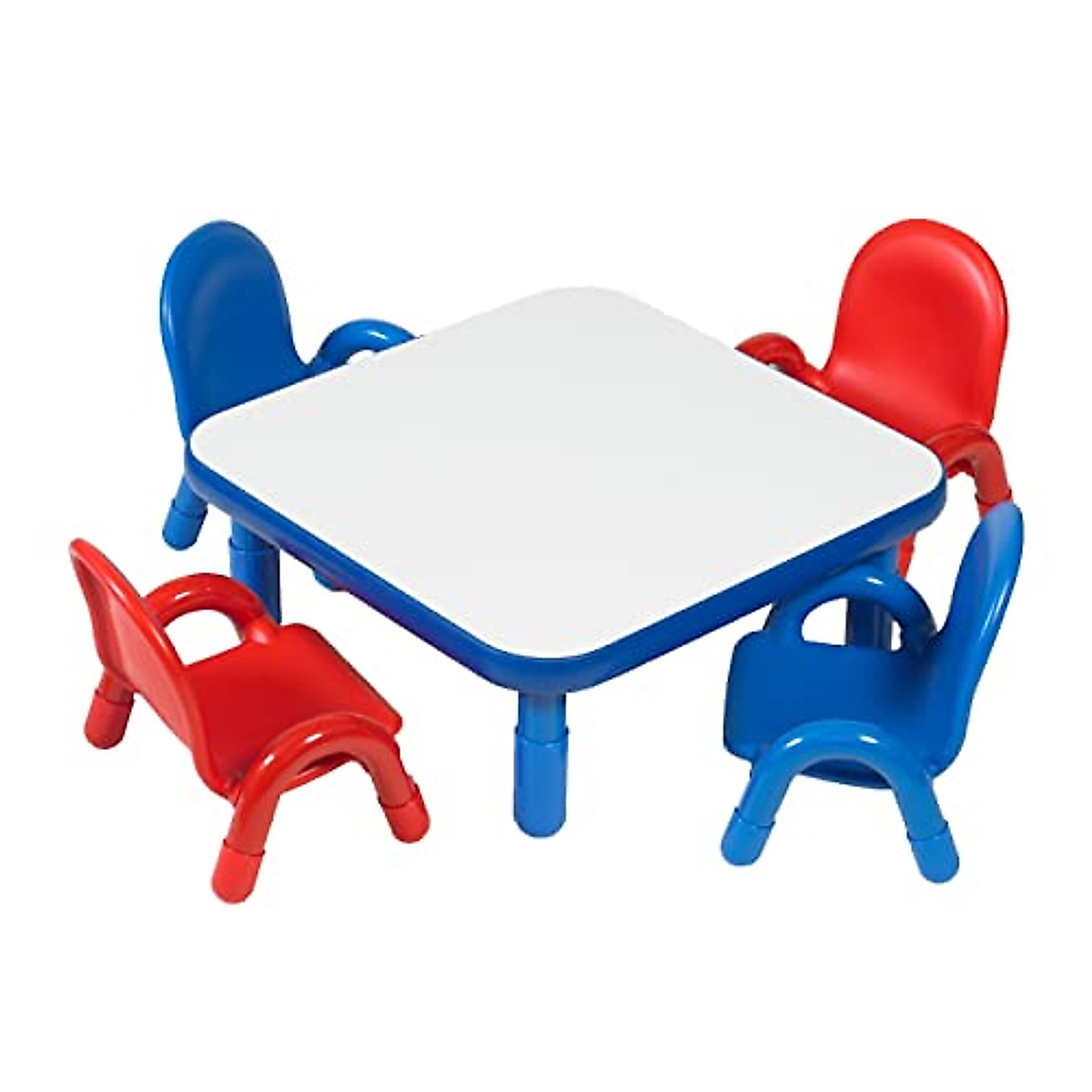 Angeles Blue-Red BaseLine Table & Chair Set-Royal, 30" Square x 12" H