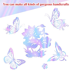 Prudiut 150 Pieces Cellophane Sheets Iridescent Cellophane Wrap Easter Cellophane Gift Wrap for Iridescent Film Crafts Decoration Holographic Candy Wraps (9 x 9 Inch)