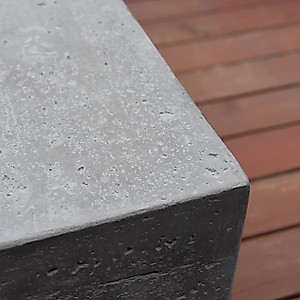 Elementi Manhattan Outdoor Gas Firepit Table 36 Inches Natural Gas Fire Pit Patio Heater Concrete High Floor Clearance Firepits Outside Electronic Ignition Backyard Fireplace Cover Lava Rock Included