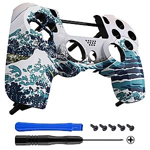 eXtremeRate The Great Wave Replacement Front Housing Shell Cover Compatible with ps4 Slim Pro Controller CUH-ZCT2 JDM-040/050/055 - Controller NOT Included