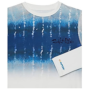Salt Life Marlin Fade SLX Youth Long Sleeve Stretch Fit Shirt, White, Small