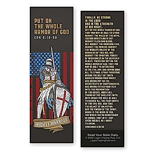 Full Armor of God Bible Bookmarks, Pack of 25 Templar Knight Christian Bible Verse Bookmarkers for Bible Study & Sunday School, Mighty Warrior Faith & Prayer Scripture Card Gifts for Men & Women