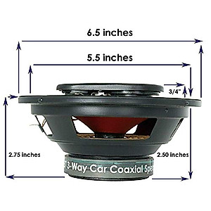 Audiobank 4X 6.5-Inch 800 Watts Peak Power Handling Total 3-Way Red Car Audio Stereo Coaxial Speakers Rubber Coated Cloth Speaker Surround Sensitivity -90dB -AB1670