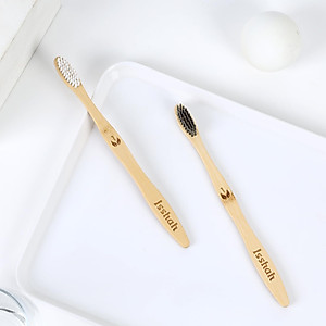 Isshah Biodegradable Eco-Friendly Natural Bamboo Charcoal Toothbrushes, FSC Certified and PETA Approved - 12 Count