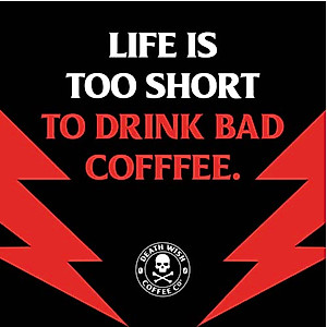 Death Wish Coffee Single Serve Pods - Extra Kick of Caffeine - Dark Roast Coffee Pods - Made with USDA Certified Organic, Fair Trade, Arabica and Robusta Beans (10 Count)