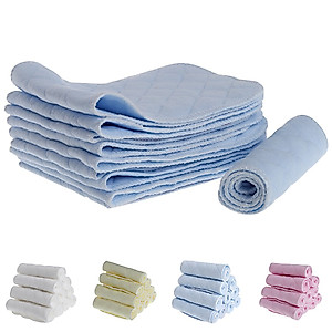 cici store 10Pcs Reusable Newborn Baby Cotton Blend Cloth Diaper Newborn Soft Nappy Liners Inserts 3 Layers (White)