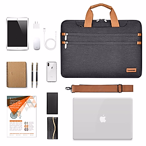 LONMEN 17.3 Inch Laptop Shoulder Bag,Computer Sleeve Carrying Case for 17.3" Lenovo IdeaPad 330 / Dell Inspiron 17 5000 / HP Pavilion/Acer/MSI/ASUS (Black)