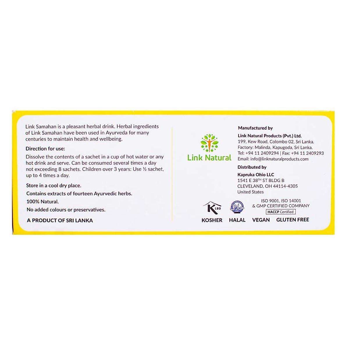 100 Link Samahan Ayurvedic Herbal Tea Packets Sri Lankan