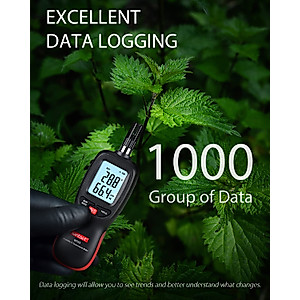 Wintact Digital Temperature and Humidity Meter, Thermometer Hygrometer Monitor with Dew Point and Wet Bulb Temperature, Backlight, Max/Min Value, Data Hold, Store 1000 Group of Data for Indoor Outdoor