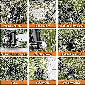 Lawn Mower, Power Electric Rechargeable Weeder with Hand Push 600W Adjustable Length 90-120CM Rotatable Machine Head for Home Small Garden
