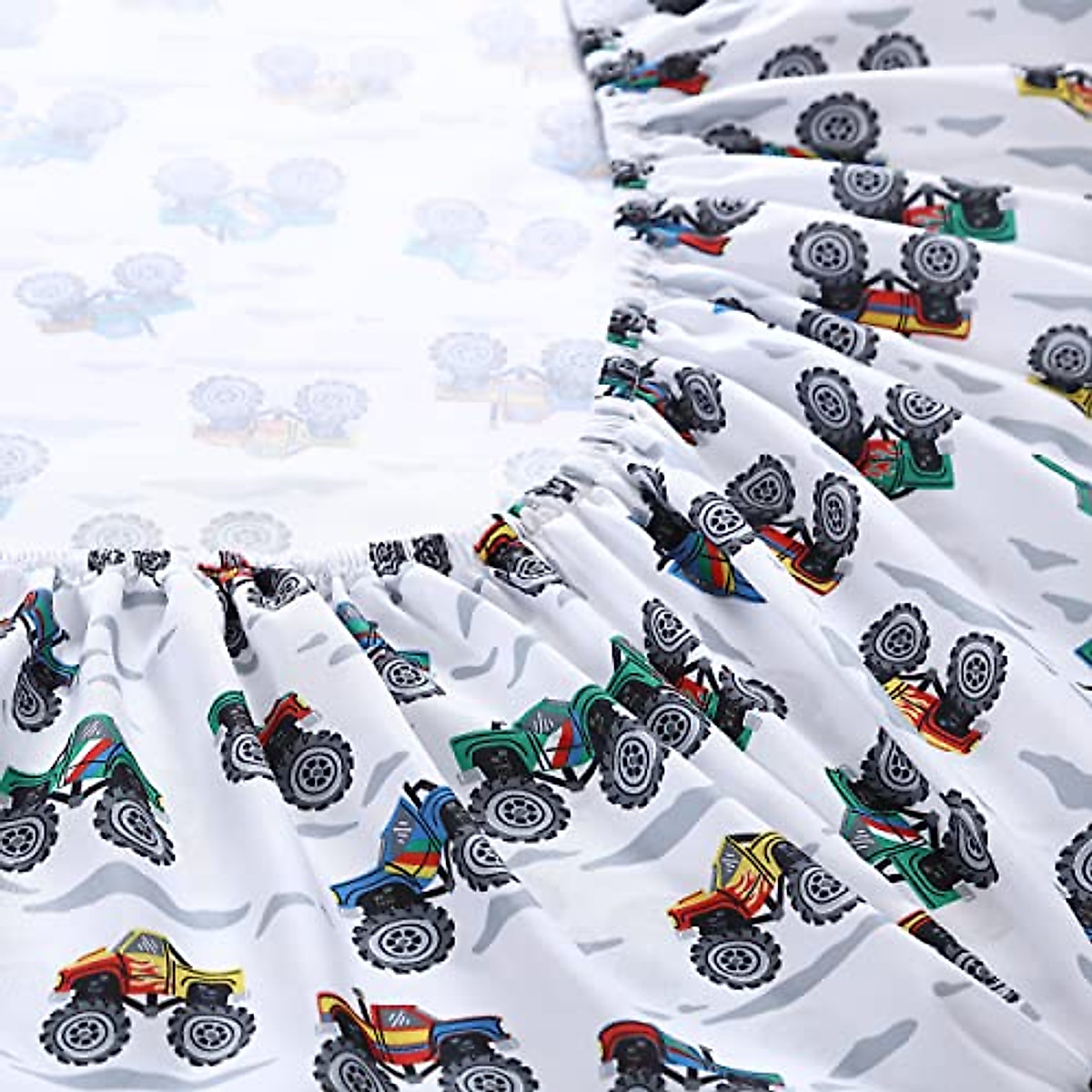 Poppy & Fritz Kids, Twin Sheet Set, Stain Resistant Kids Bedding, Soft & Cozy Toddler Bedding Set (Trucks Grey, Twin)